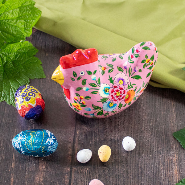 Easter Decoration - Opening Hen - Pink Flowers - The Naughty Shrew